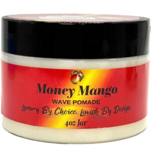 ultra-smooth 360 wave pomade for men, deep waves, 4oz natural pomade, strong hold and shine for wavy hair, shea butter mango butter natural wave pomade non-greasy formula (money mango pomade, 4oz)