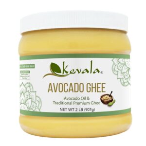 kevala avocado ghee 32 oz / 2 lb - avocado oil and traditional premium ghee high-heat blend - keto - paleo - casein free - gluten free - lactose free