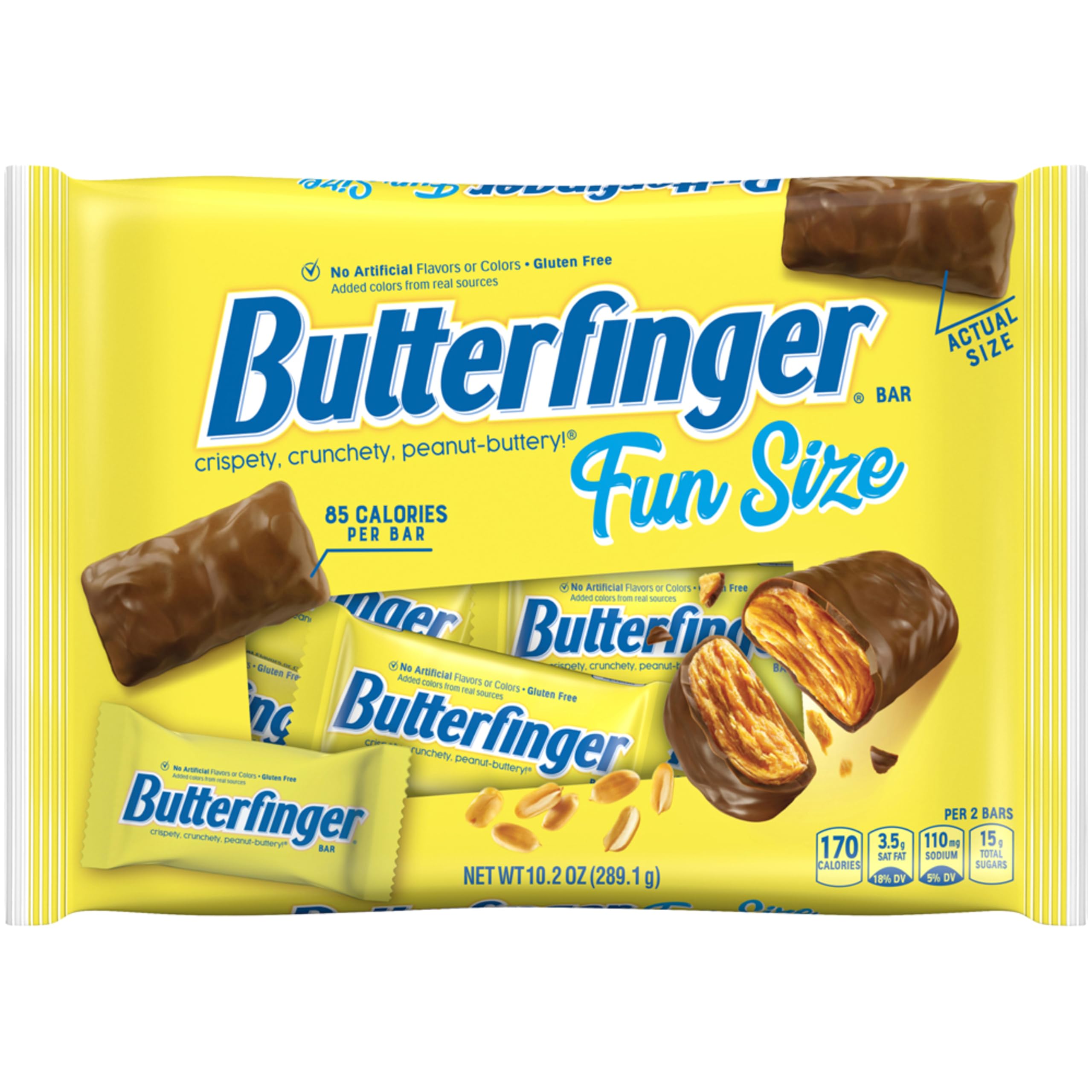 Butterfinger, Chocolatey, Peanut-Buttery, Fun Size Individually Wrapped Candy Bars, 10.2 oz each, Bulk 6 Pack