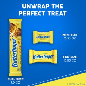 Butterfinger, Chocolatey, Peanut-Buttery, Fun Size Individually Wrapped Candy Bars, 10.2 oz each, Bulk 6 Pack