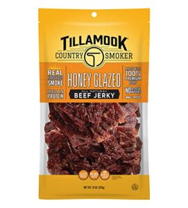 tillamook country smoker real hardwood smoked beef jerky, honey glazed, 10 ounce