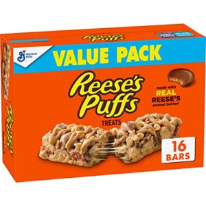 reese's puffs breakfast cereal treat bars, peanut butter & cocoa, 16 ct