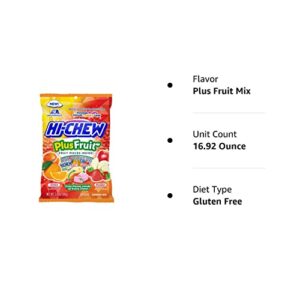 HI-CHEW Plus Fruit Mix, 6 Bags, 2.82oz each - Orange Tangerine & Red Apple Strawberry - Unique Fun Soft & Chewy Taffy Candy - Immensely Juicy Fruit Flavors - Individually Wrapped for Sharing