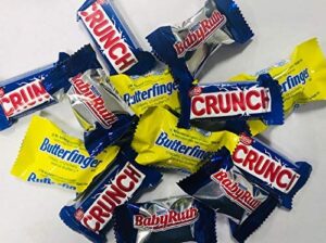 crunch, butterfinger & babyruth - bulk mini/fun size candy bars - guaranteed 5 lbs - fresh and delicious- great for trick-or-treating, snacking, lunches, baking, candy bowls & more