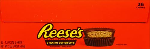 REESE'S Milk Chocolate Peanut Butter Cups, Candy Packs, 1.5 oz (36 Count)