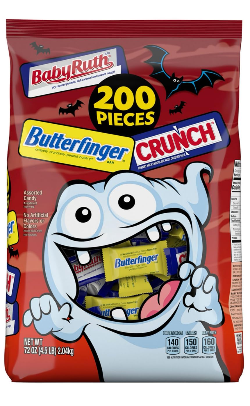 Butterfinger, CRUNCH and Baby Ruth, Mini Size Bars (200 ct) + XALEZ TM Gift Box