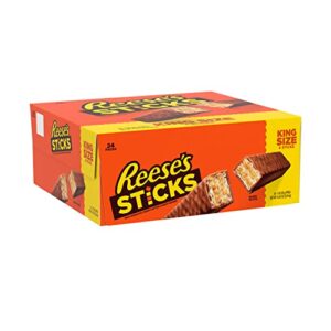 reese's sticks milk chocolate peanut butter wafer king size, candy packs, 3 oz (24 count)