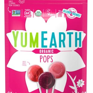 YumEarth Organic Spring Lollipops, Fruit Flavored Pops, 40 Count - Allergy Friendly, Non GMO, Gluten Free, Vegan