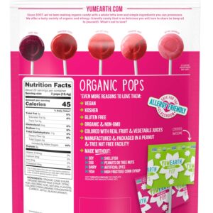 YumEarth Organic Spring Lollipops, Fruit Flavored Pops, 40 Count - Allergy Friendly, Non GMO, Gluten Free, Vegan