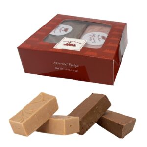 uncle butch's fudge custom box - creamy and smooth fudge sampler - choose any 2 flavors of delicious & decadent fudge - 16oz total (1 pack)