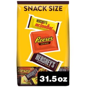 hershey's and reese's assorted chocolate flavored snack size, candy party pack, 31.5 oz