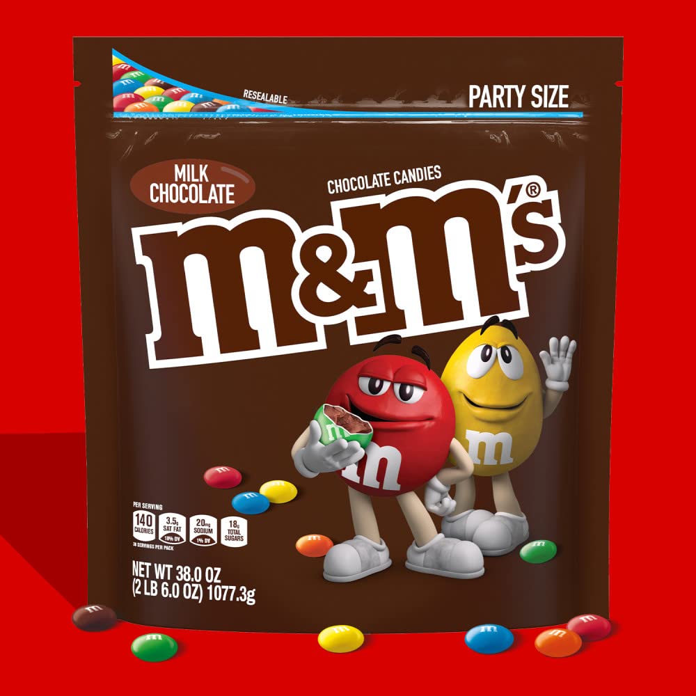 M&M'S Milk Chocolate Candies, Milk Chocolate, 38 Oz Bag