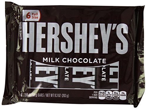 HERSHEY'S Milk Chocolate Candy, Individually Wrapped, 1.55 oz Bars (6 Count)