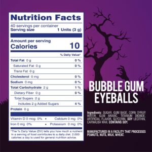 Colombina Bubble Gum Eyeballs, 40 Individually Wrapped Eye-Like Bubble Gum Balls, Ideal for Halloween and Spooky Decoration, 4.2oz (Pack of 1)