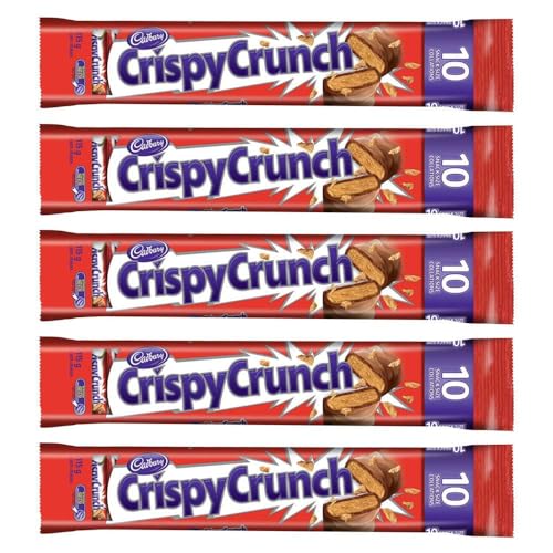 Cadbury Crispy Crunch Mini Chocolate Bars 10 Snack Size, 115g/4oz, 5-Pack{Imported from Canada}