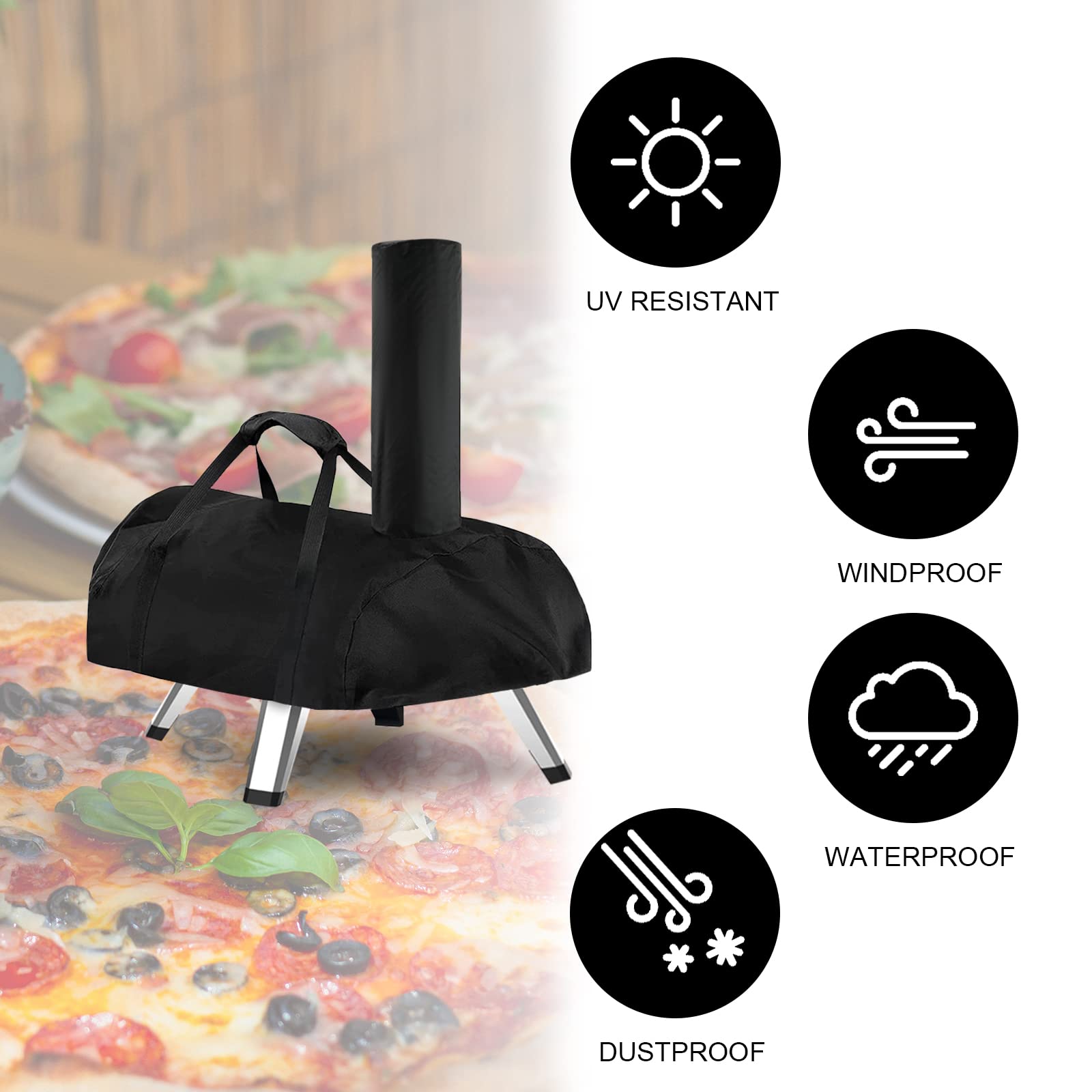 Ooni Karu 16 Pizza Oven Cover Bag, Durable Waterproof Multi-Fuel Pizza Oven Cover for Outdoor Accessories Compatible with Ooni Karu 16 Pizza Oven (Black)