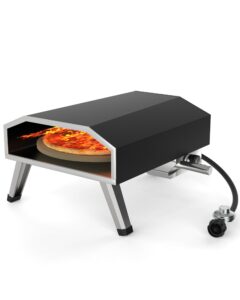 riedhoff 16" gas outdoor pizza oven, [automatic rotating] [foldable legs] portable pizza maker, 1000°f 8000w [quickly bake] [stainless steel] rotatable pizza grill for outdoor cooking camping