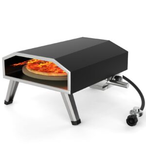 RIEDHOFF 16" Gas Outdoor Pizza Oven, [Automatic Rotating] [Foldable Legs] Portable Pizza Maker, 1000°F 8000W [Quickly Bake] [Stainless Steel] Rotatable Pizza Grill for Outdoor Cooking Camping