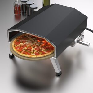 RIEDHOFF 16" Gas Outdoor Pizza Oven, [Automatic Rotating] [Foldable Legs] Portable Pizza Maker, 1000°F 8000W [Quickly Bake] [Stainless Steel] Rotatable Pizza Grill for Outdoor Cooking Camping