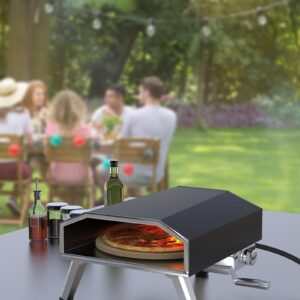 RIEDHOFF 16" Gas Outdoor Pizza Oven, [Automatic Rotating] [Foldable Legs] Portable Pizza Maker, 1000°F 8000W [Quickly Bake] [Stainless Steel] Rotatable Pizza Grill for Outdoor Cooking Camping