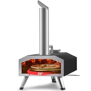 vevor multi-fuel outdoor pizza oven, 12-inch gas & wood fired pizza maker with auto rotatable stone, portable pizza ovens for outside backyard camp, carry cover, shovel, csa certified, black