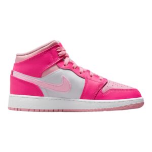 Nike Air Jordan 1 Mid GS Youth White/Medium Pink - Size 7Y