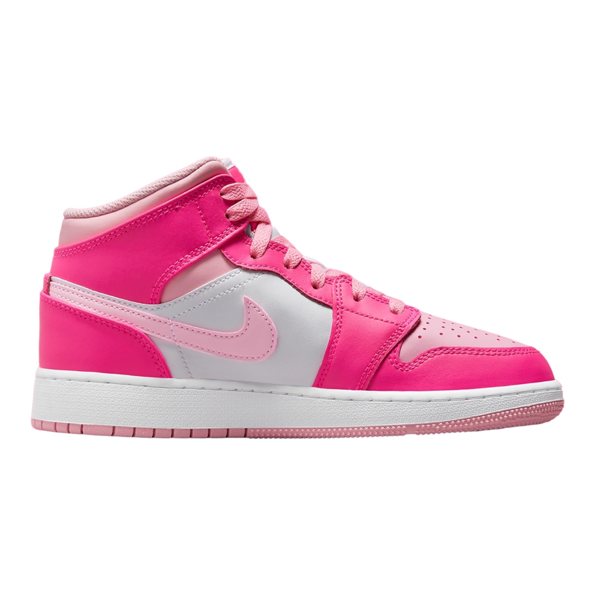 Nike Air Jordan 1 Mid GS Youth White/Medium Pink - Size 7Y