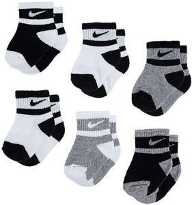 nike boys' ankle 6 pairs socks, black(nn0663-001)/g_white, 12-24 months