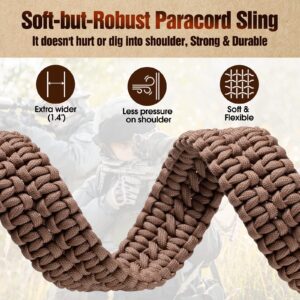 VVAAGG 2 Point QD Sling Adjustable 550 Paracord Sling with Metal Hook and QD Sling Swivels for Hunting (Tan)