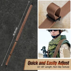 VVAAGG 2 Point QD Sling Adjustable 550 Paracord Sling with Metal Hook and QD Sling Swivels for Hunting (Tan)