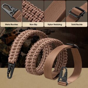 VVAAGG 2 Point QD Sling Adjustable 550 Paracord Sling with Metal Hook and QD Sling Swivels for Hunting (Tan)