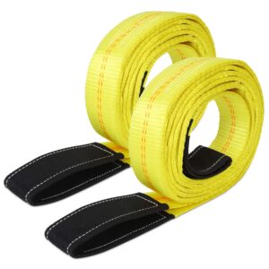 trekassy 2 pack 10' x 2" lifting sling straps, 10ft lifting straps with 10,000lbs max vertical break strength capacity, heavy duty nylon tree saver recovery strap web