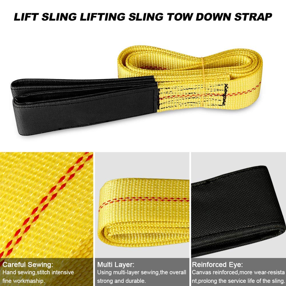 big-autoparts 2pcs 2 inch by 6 feet Lifting Strap 3000 lbs Load Capacity and 9000 lbs Breaking Strength Eye-Eye Web Sling