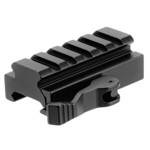 lonsel picatinny riser mount, low profile rail riser mounts adaptor with qd lever lock quick release & 5 slots picatinny rails for scope rings optics sights, 1/2" h x 2.5''l (1 pack)