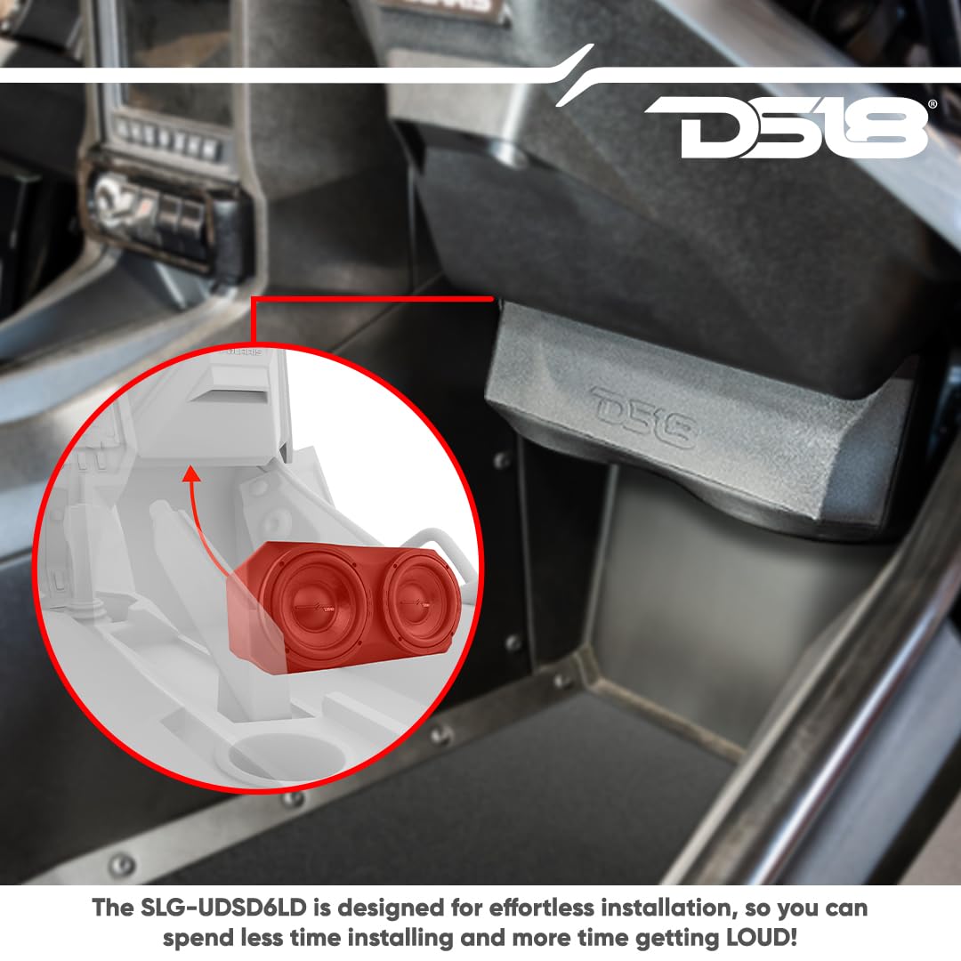 DS18 SLG-UDSD6LD Polaris Slingshot Under Dash Enclosure with Subwoofers - 2 x 6.5 Subwoofer 600W RMS 1200W Max Power - Loaded Speaker Bass Box for Slingshots 2015+