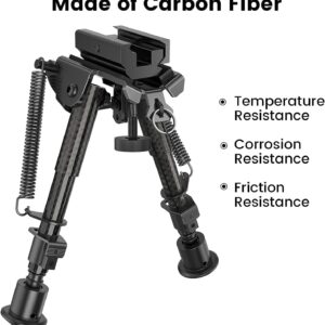 CVLIFE Bipod, Carbon Fiber Bipod for Rifle with Picatinny Adapter 6-9 Inches Bipod