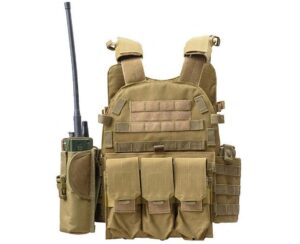 invenko heavy duty tactical molle airsoft vest outdoor hunting paintball sports outdoor gaming security gurad duty soft vest (tan)