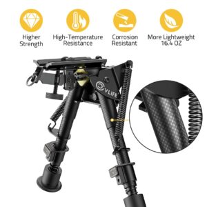 CVLIFE 6-9 Inches Carbon Fiber Rifle Bipod, Pivot Tilting Bipods for Rifles with Adapter Compatible with Mlok Swivel Bipod for Hunting and Shooting