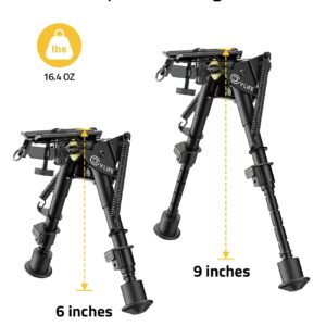 CVLIFE 6-9 Inches Carbon Fiber Rifle Bipod, Pivot Tilting Bipods for Rifles with Adapter Compatible with Mlok Swivel Bipod for Hunting and Shooting