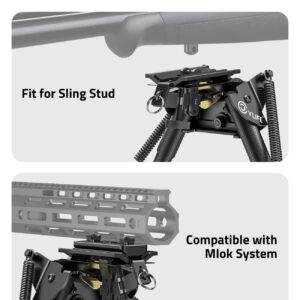 CVLIFE 6-9 Inches Carbon Fiber Rifle Bipod, Pivot Tilting Bipods for Rifles with Adapter Compatible with Mlok Swivel Bipod for Hunting and Shooting