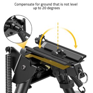 CVLIFE 6-9 Inches Carbon Fiber Rifle Bipod, Pivot Tilting Bipods for Rifles with Adapter Compatible with Mlok Swivel Bipod for Hunting and Shooting