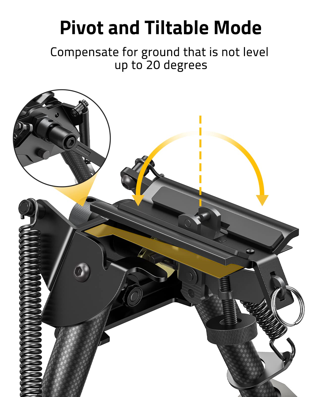 CVLIFE 6-9 Inches Carbon Fiber Rifle Bipod, Pivot Tilting Bipods for Rifles with Adapter Compatible with Mlok Swivel Bipod for Hunting and Shooting