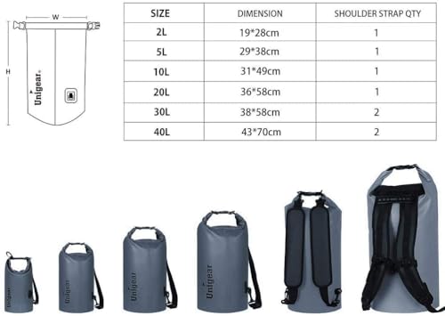 Unigear Dry Bag Waterproof, Floating and Lightweight Bags for Kayaking, Boating, Fishing, Swimming and Camping with Waterproof Phone Case (Gray, 2L)