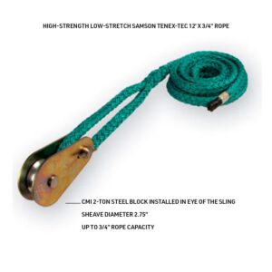 ROPE Logic 2-Ton CMI Steel Block & 3/4" x 12' Tenex Sling Combo,Green