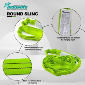 Indusafe 6FT Endless Round Slings, 2” Spanset Round Slings, Polyester Endless Loop Lifting Straps, 5300lbs Vertical Capacity, Heavy Duty Rigging Strap for Lifting and Towing (Green)