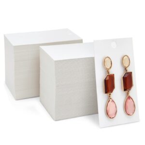 juvale white earring display cards, 200-pack hanging earring cards for selling, packaging, storage, 500 gsm thick and sturdy paper material, jewelry holders (3.5x2 in)