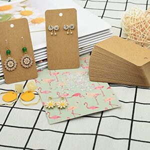 Twavang Earring Card Holder Set, 100Pcs Kraft Paper Earring Display Cards, 100 Pairs Clear Earring Backs with 100Pcs Self Adhesive Bags for Earrings Jewelry Display (Brown, 3.5" x 2")