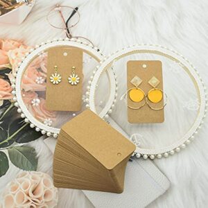 Twavang Earring Card Holder Set, 100Pcs Kraft Paper Earring Display Cards, 100 Pairs Clear Earring Backs with 100Pcs Self Adhesive Bags for Earrings Jewelry Display (Brown, 3.5" x 2")