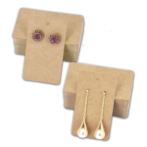 huaprint earring card holder,earring cards(brown, 200 pack)-jewelry display card-blank kraft paper tag-hanging jewelry cards for diy ear studs, earring packaging