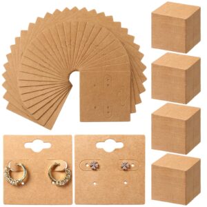 300 pcs paper earring cards for selling stud kraft earring display cards with 6 holes jewelry display blank earring packaging for jewelry crafts hanging display retail